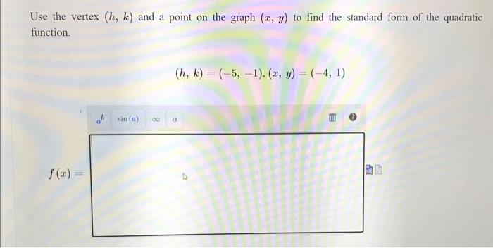 Solved Use the vertex (h,k) and a point on the graph (x,y) | Chegg.com