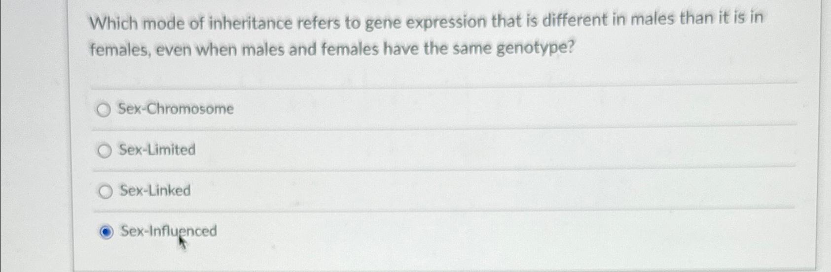 Solved Which mode of inheritance refers to gene expression | Chegg.com