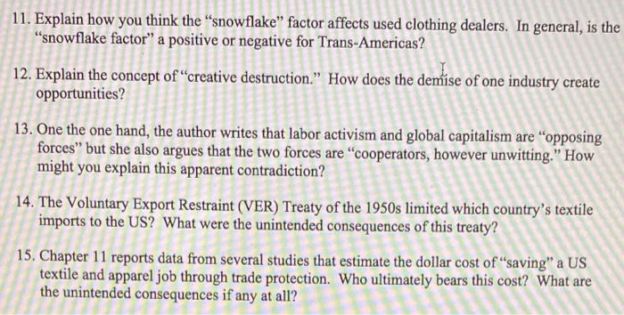 Solved 11. Explain how you think the “snowflake" factor | Chegg.com