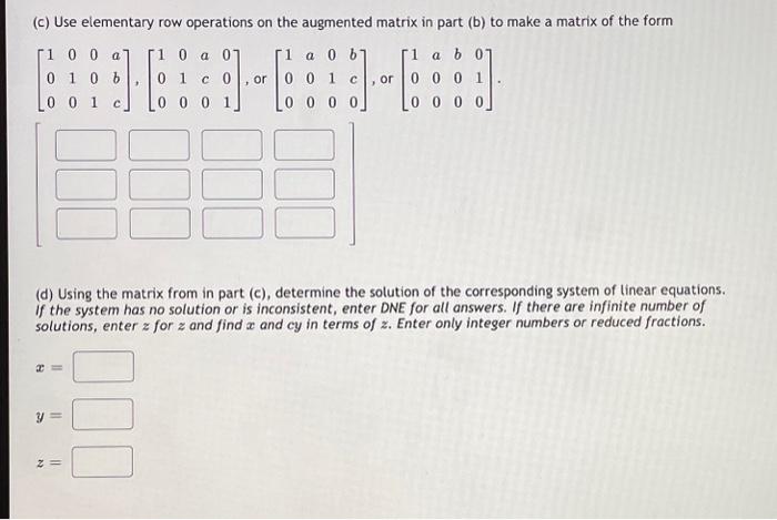 Solved Solve the system of linear equations using elementary | Chegg.com