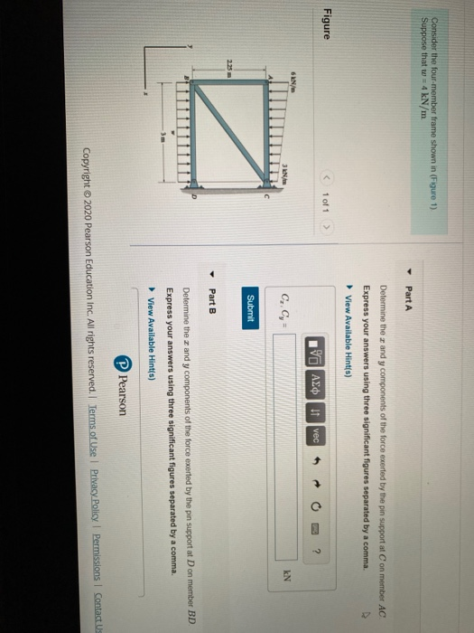 Solved: Consider The Four-member Frame Shown In (Figure 1)... | Chegg.com