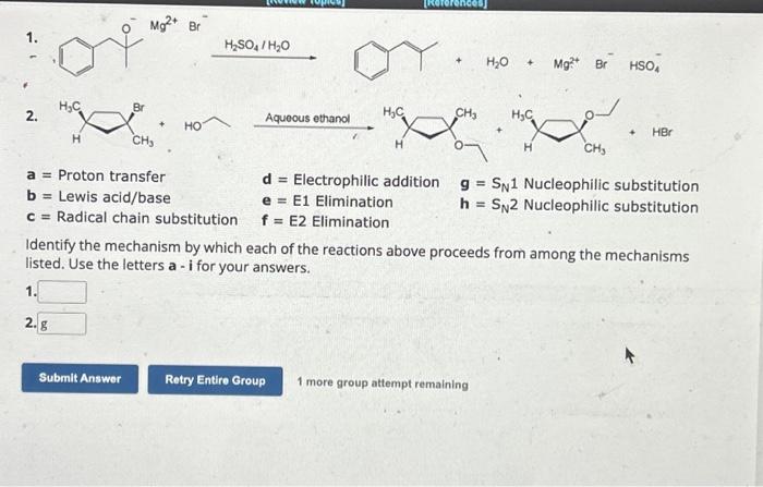 [Solved]: 1. 2. +HBr a= Proton transfer b= Lewis acid/base
