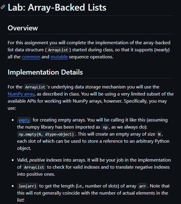 Solved Lab: Array-Backed ListsOverviewFor this assignment | Chegg.com