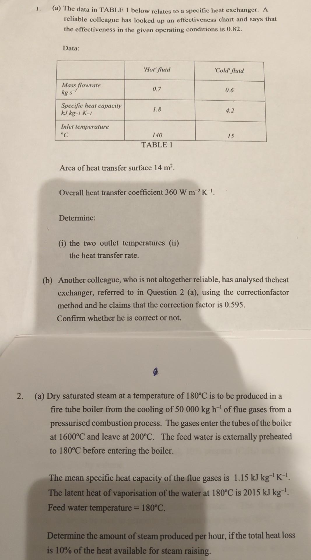 Solved 1. (a) The data in TABLE 1 below relates to a | Chegg.com