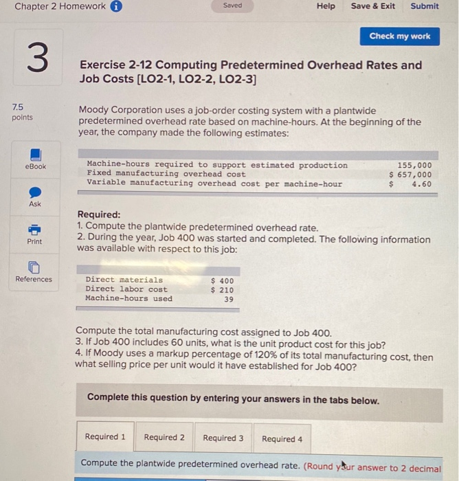 Solved Chapter 2 Homework Saved Help Save & Exit Submit | Chegg.com