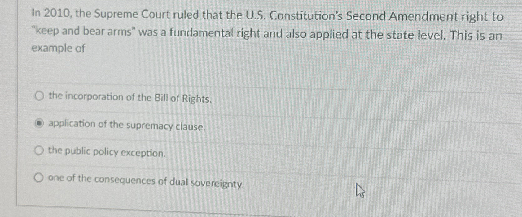 Solved In 2010, ﻿the Supreme Court ruled that the U.S. | Chegg.com