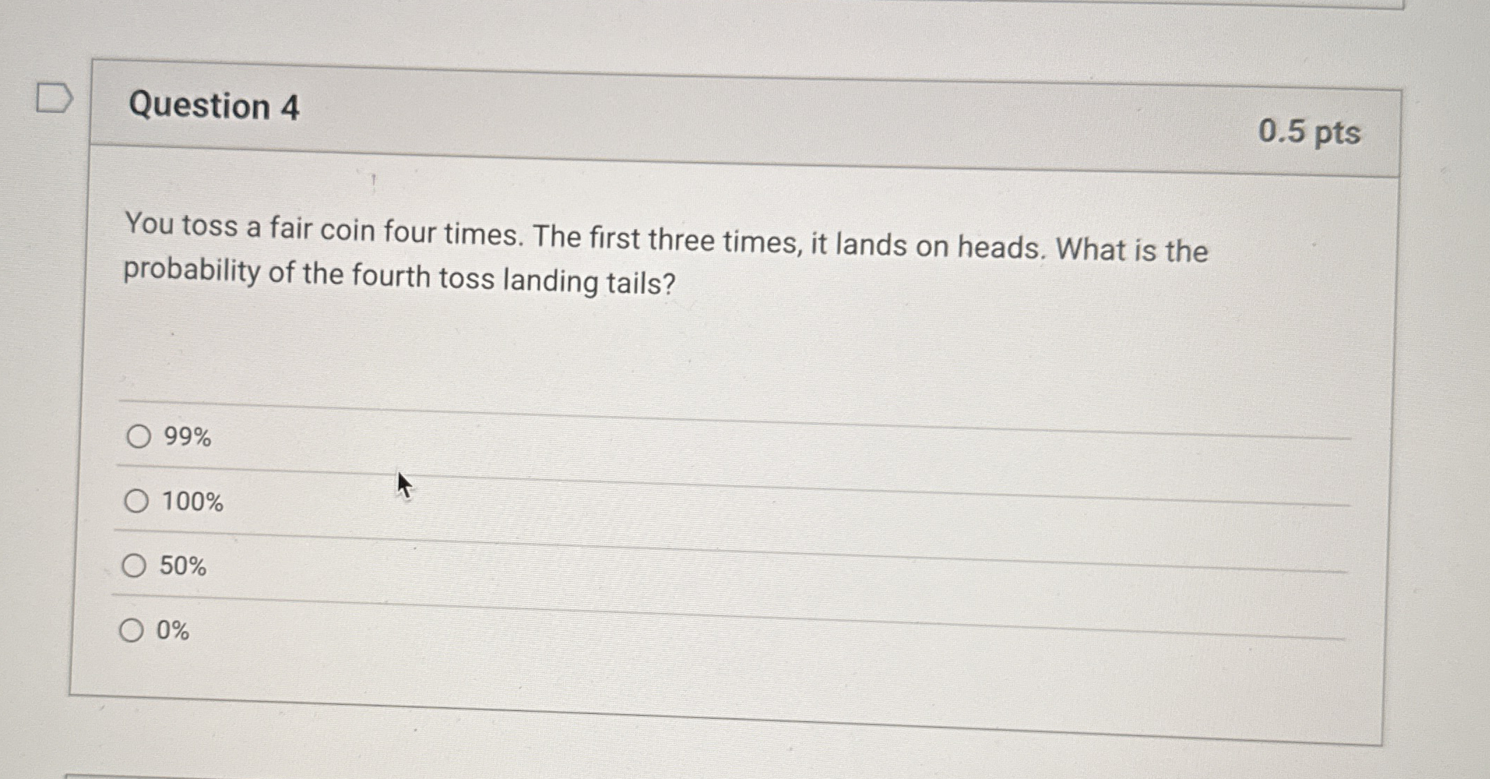 Solved Question 40.5 ﻿ptsYou toss a fair coin four times. | Chegg.com