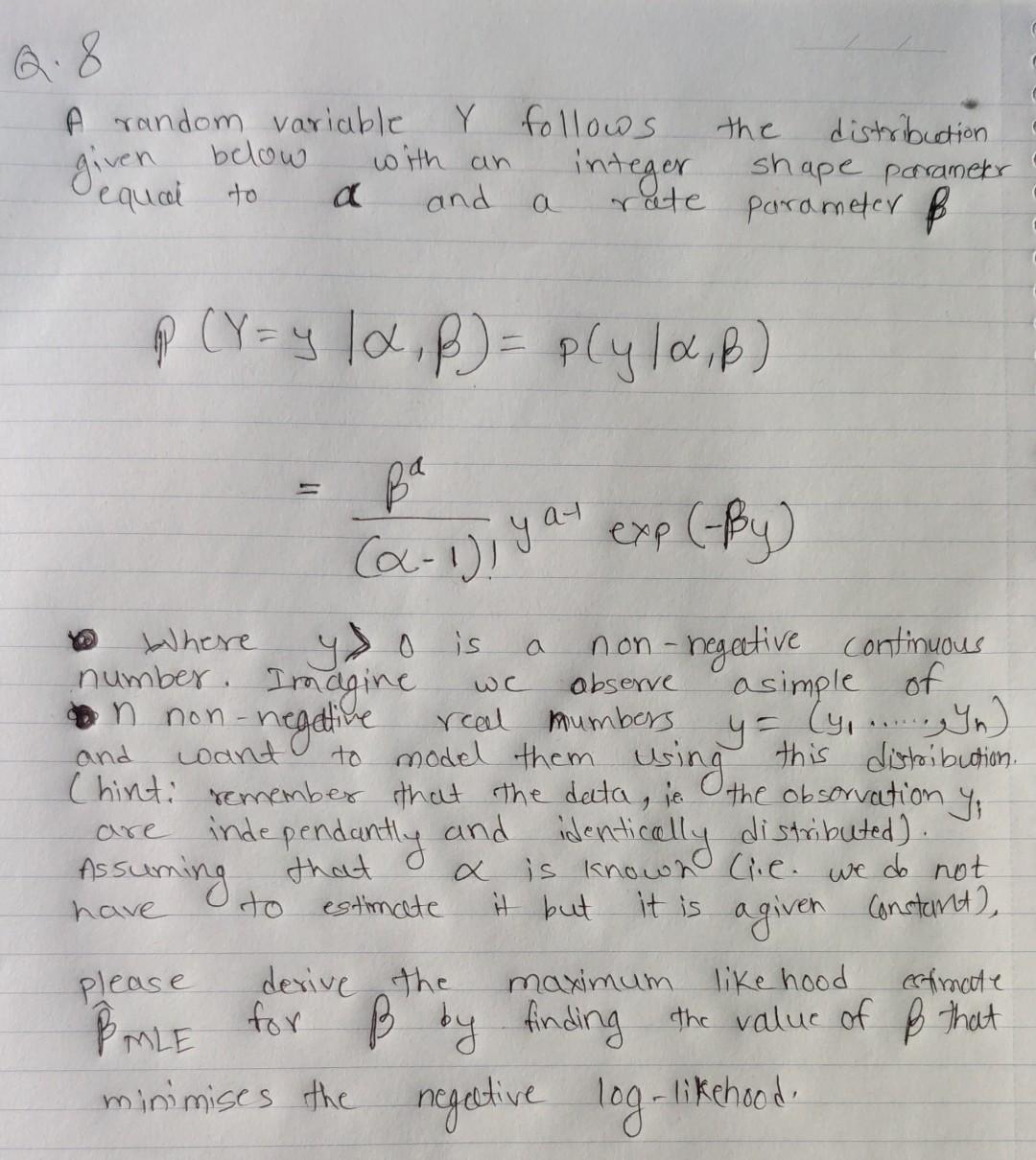Solved Q.8 A random variable y follows A Y the distribution | Chegg.com