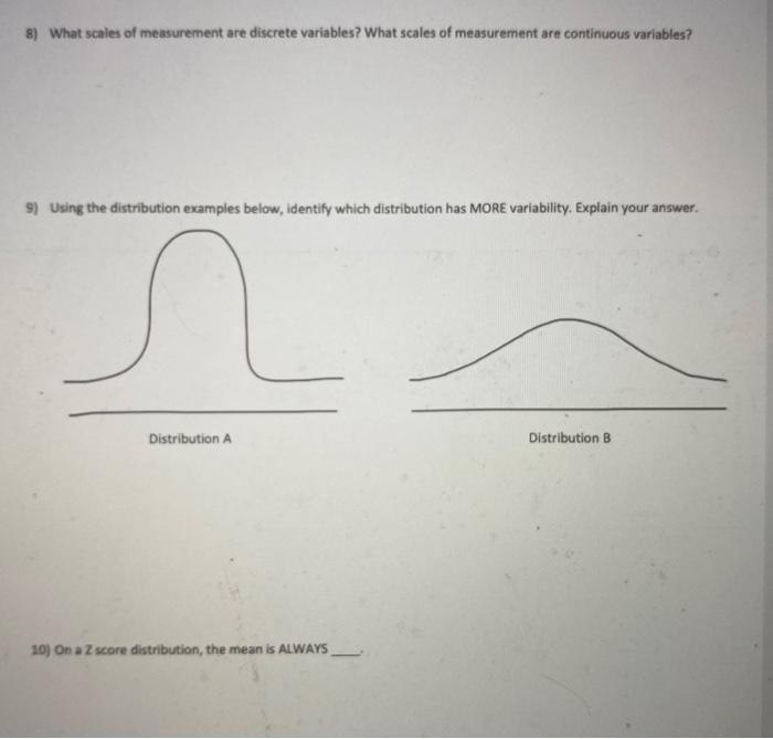 Solved 8) What scales of measurement are discrete variables? | Chegg.com