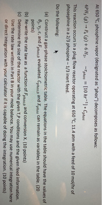 Solved At 650 °C, phosphine vapor (designated as "phos") | Chegg.com