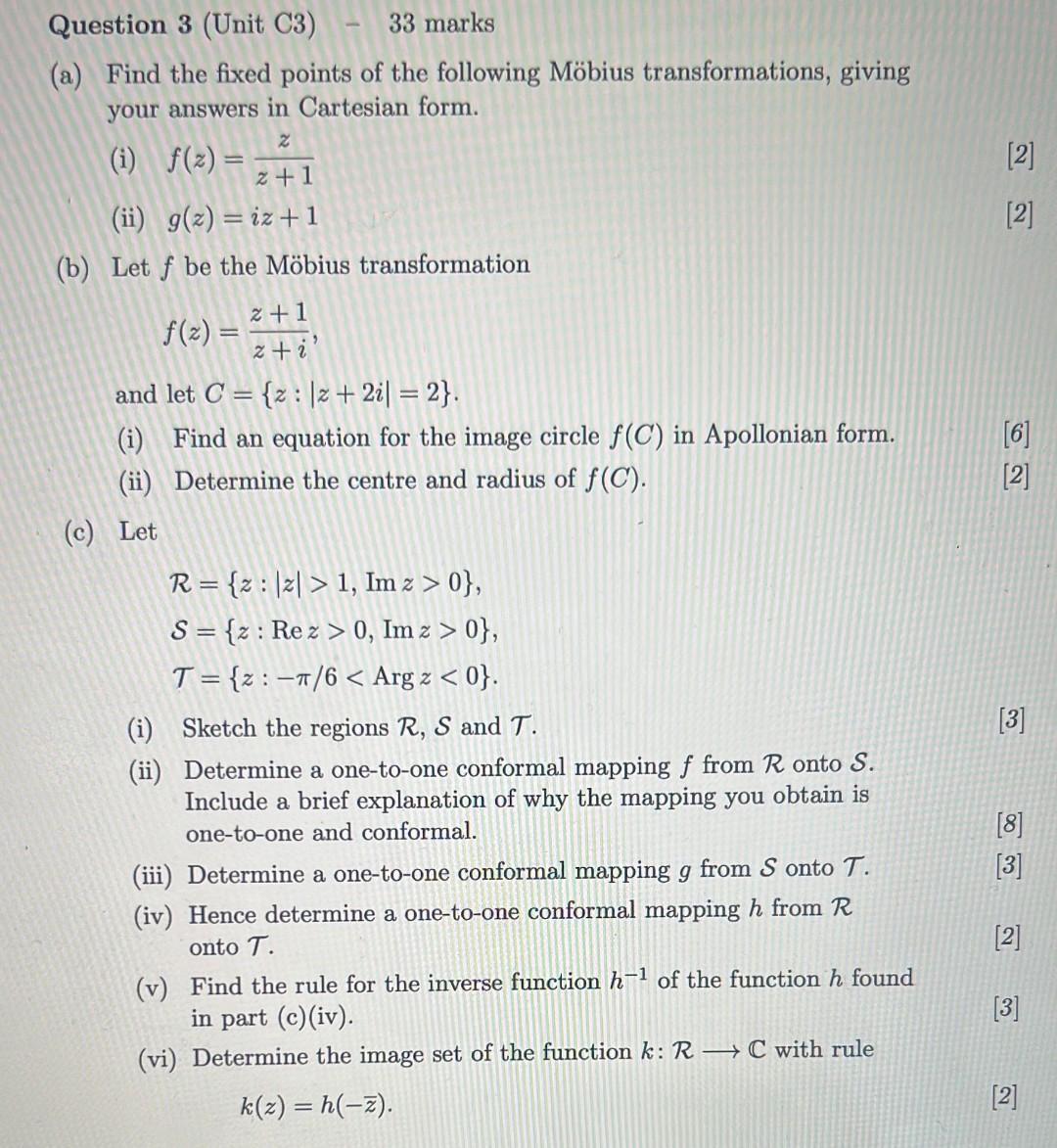 Solved Question 3 (Unit C3) - 33 marks (a) Find the fixed | Chegg.com