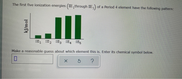 Solved The first five ionization energies (IE, through IE) | Chegg.com