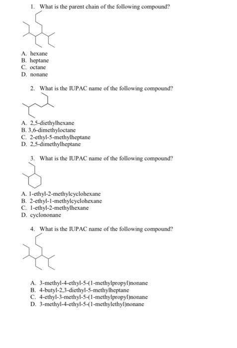 1. What is the parent chain of the following | Chegg.com