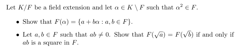 Solved Let KF ﻿be a field extension and let αinK??F ﻿such | Chegg.com