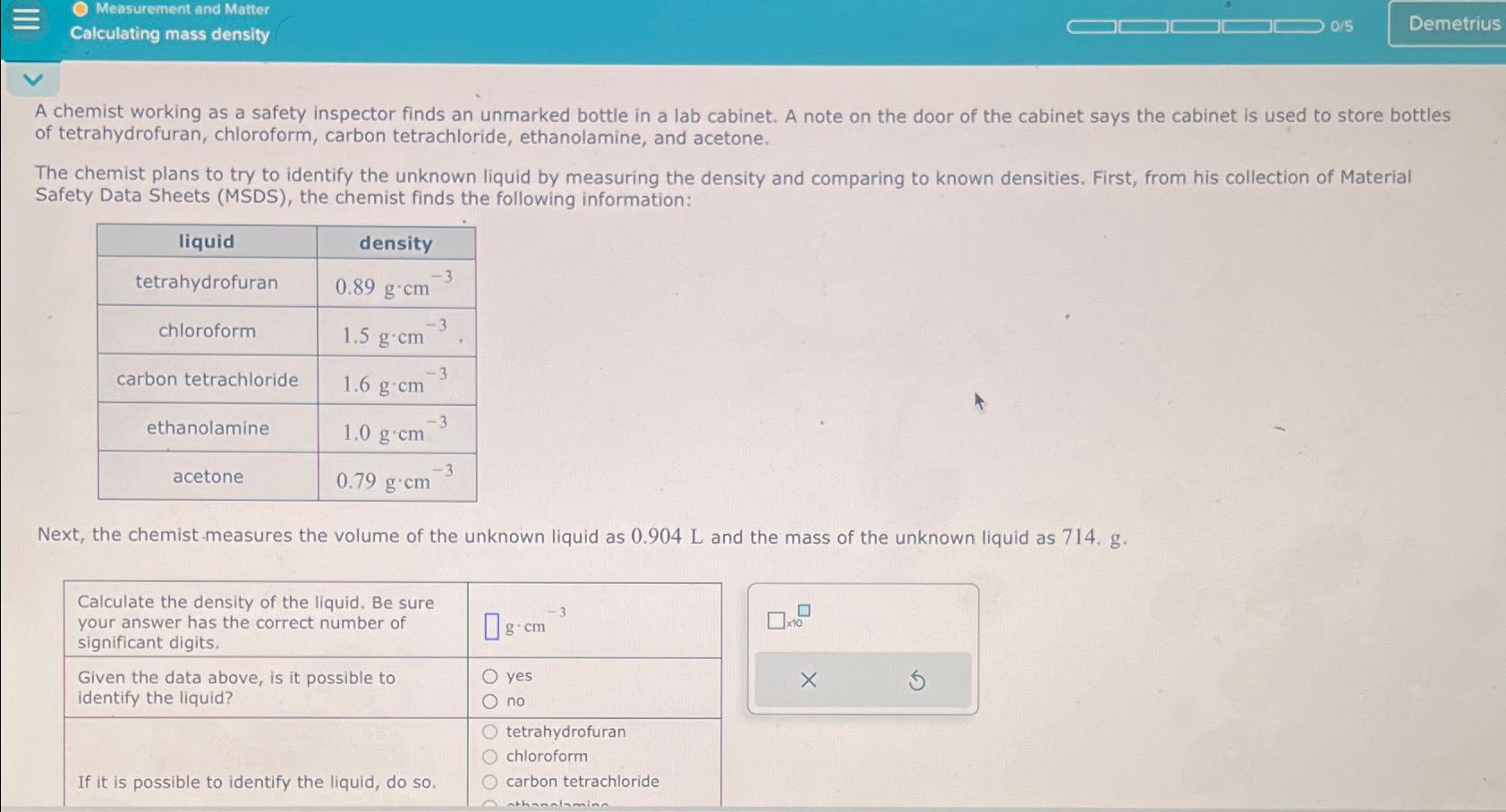 Solved Measurement and MatterCalculating mass densityA | Chegg.com