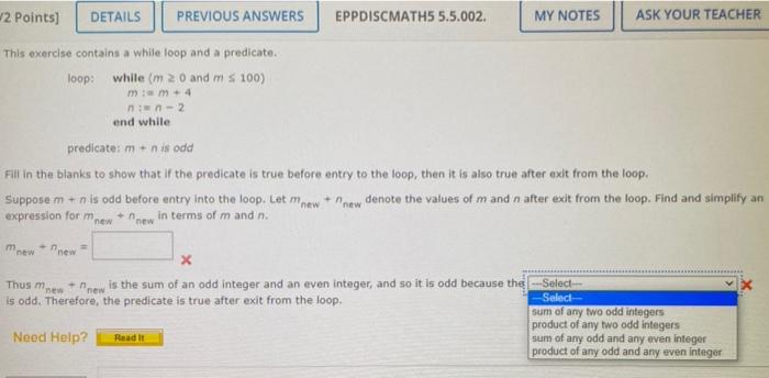 Solved 2 points) DETAILS PREVIOUS ANSWERS EPPDISCMATH5 | Chegg.com