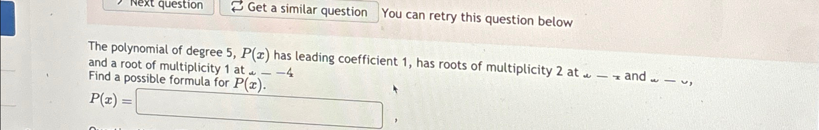 Solved Next question⇄ ﻿Get a similar question You can retry | Chegg.com