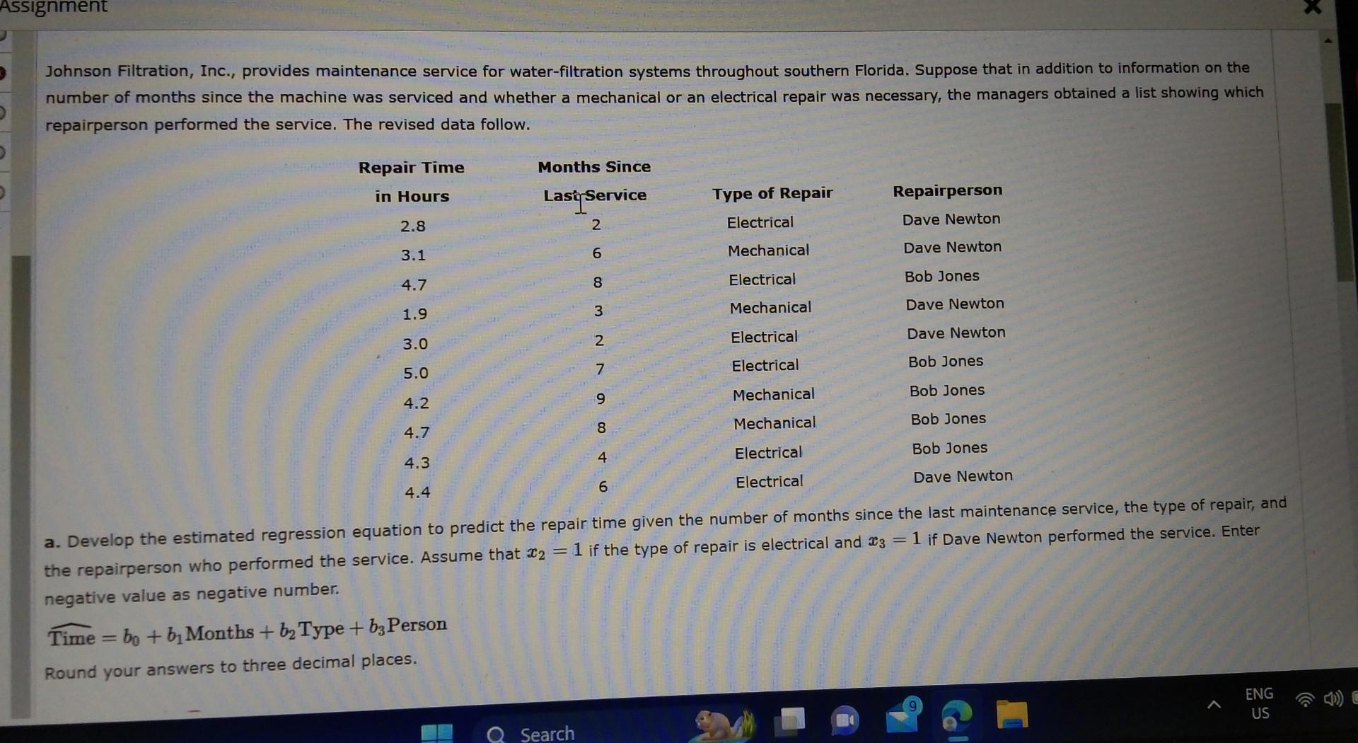 Solved Johnson Filtration, Inc., provides maintenance | Chegg.com