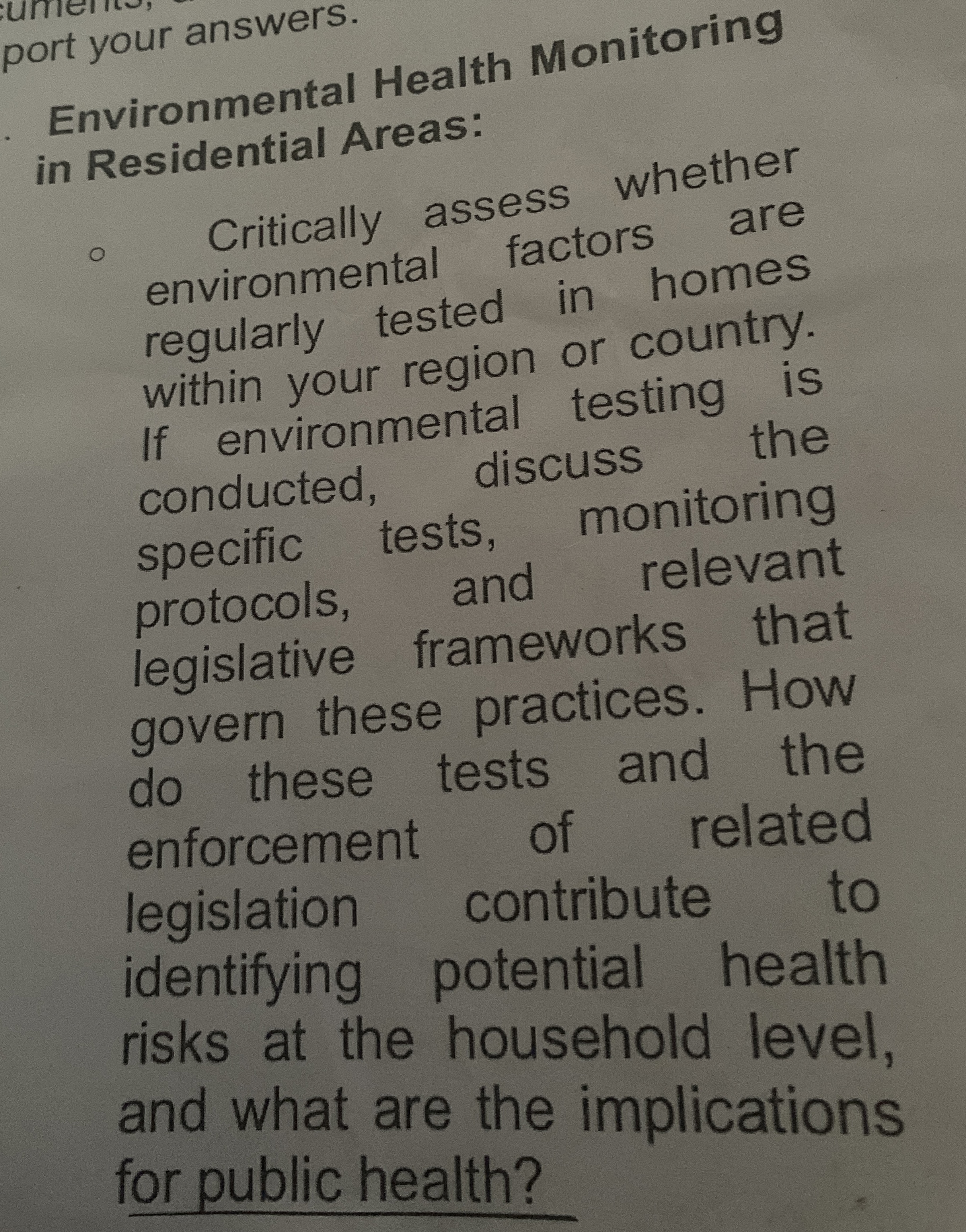 Solved Environmental Health Monitoringin Residential | Chegg.com