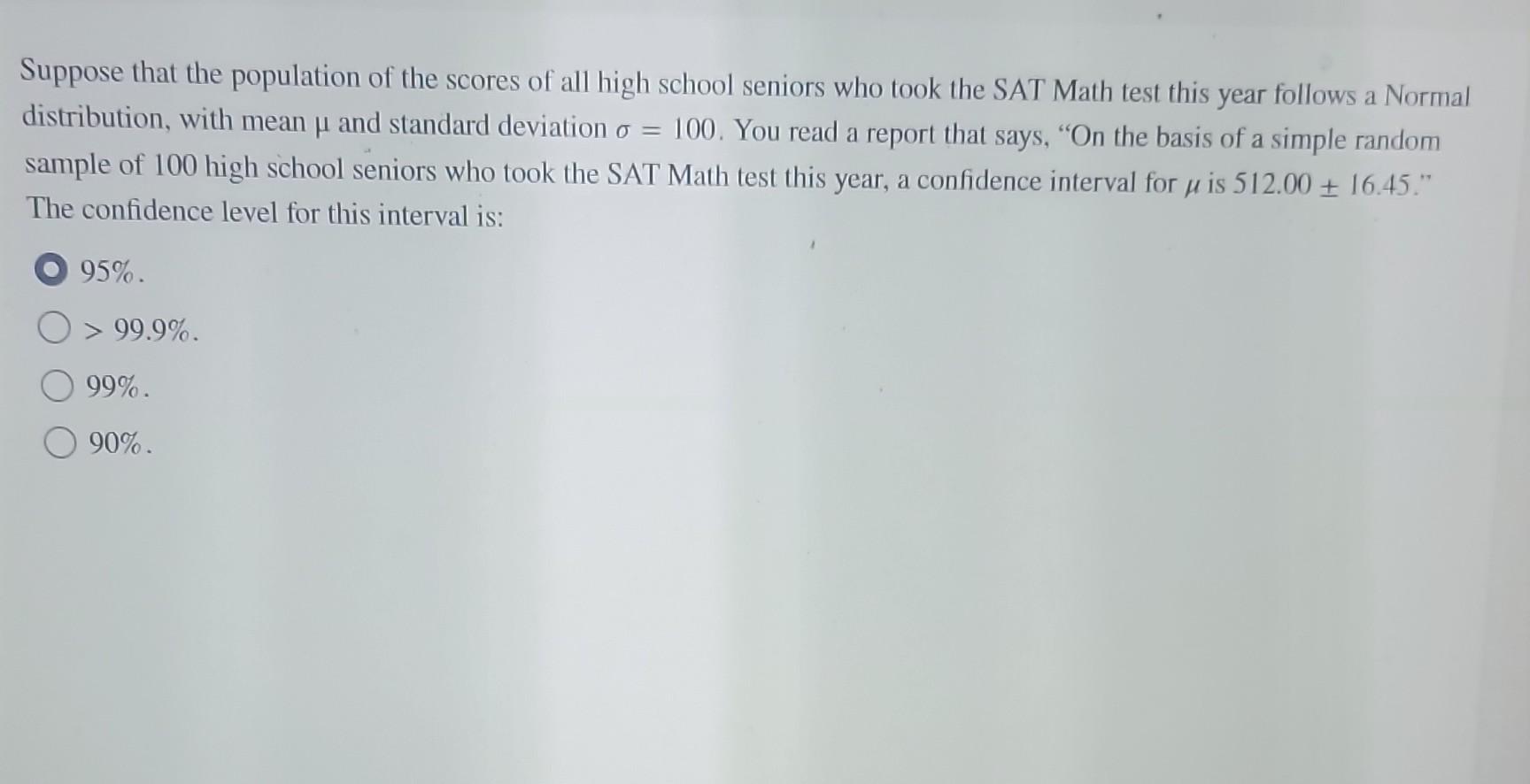 Solved Suppose that the population of the scores of all high | Chegg.com