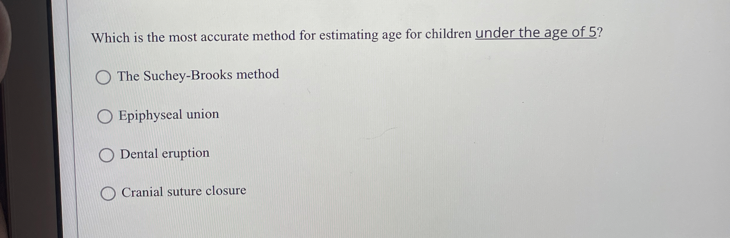 Solved Which is the most accurate method for estimating age | Chegg.com