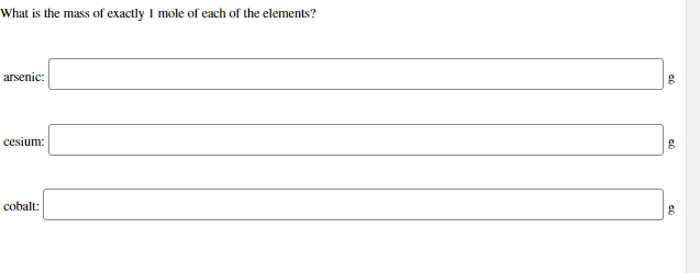 What is ﻿the mass of ﻿exactly I mole of ﻿each of ﻿the | Chegg.com