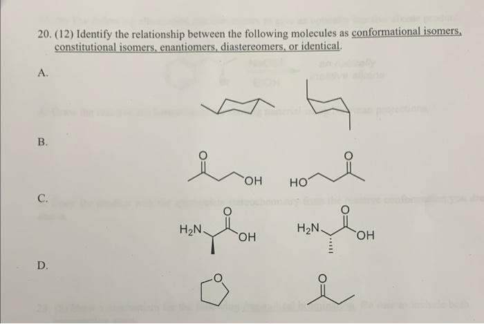 Solved 20. (12) Identify the relationship between the | Chegg.com