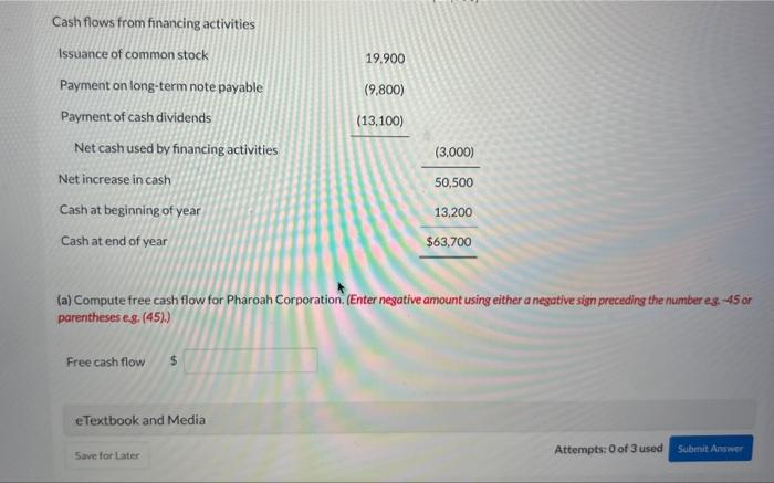 Solved Ph(a) Compute free cash flow for Pharoah Corporation. | Chegg.com