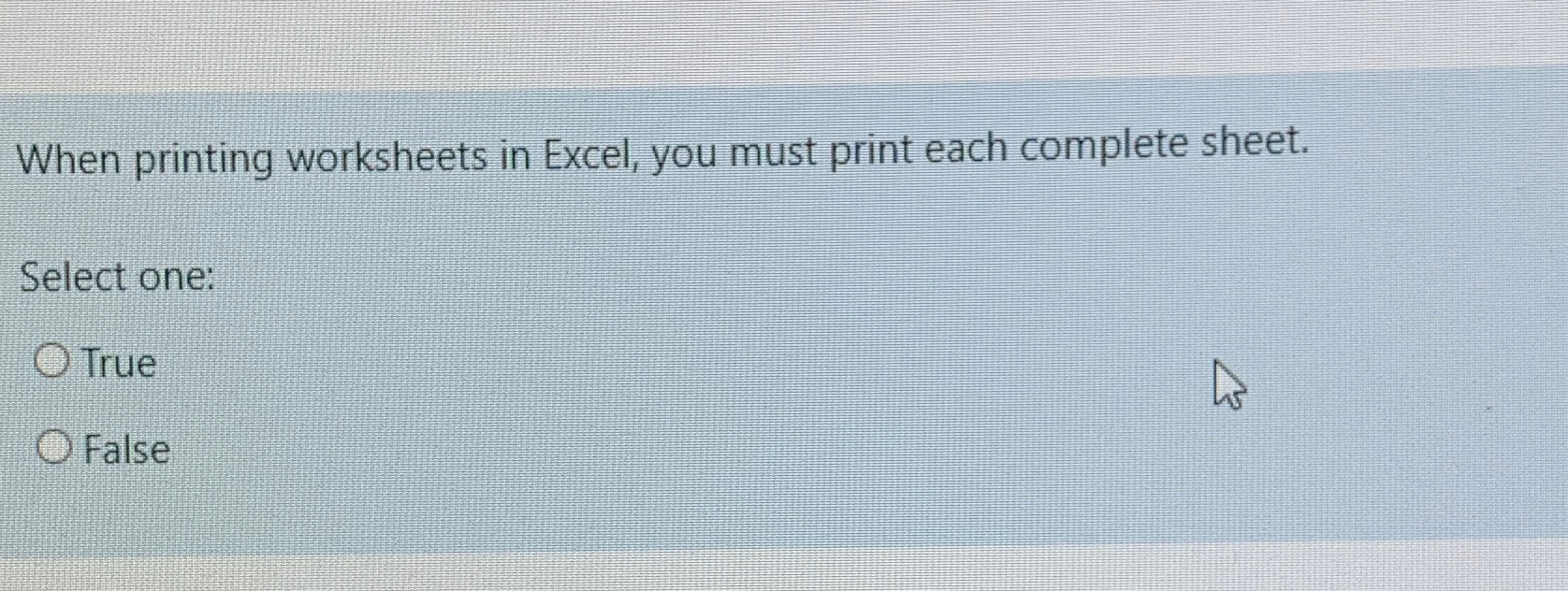 Solved When printing worksheets in Excel, you must print | Chegg.com