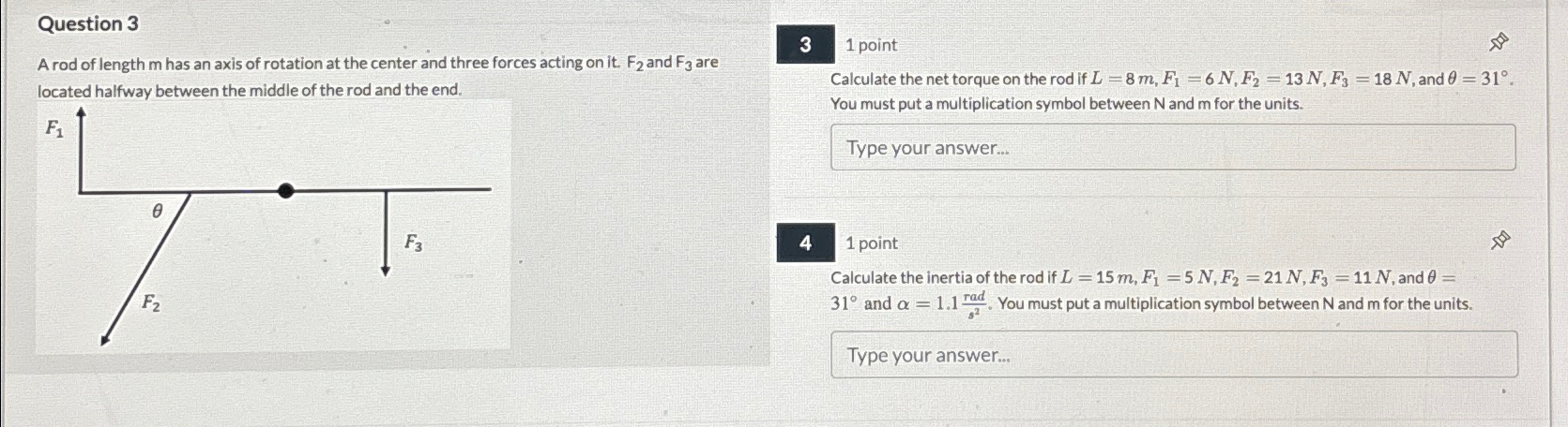 Solved Question 3A rod of length m ﻿has an axis of rotation | Chegg.com