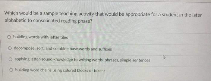 Solved a Which would be a sample teaching activity that | Chegg.com