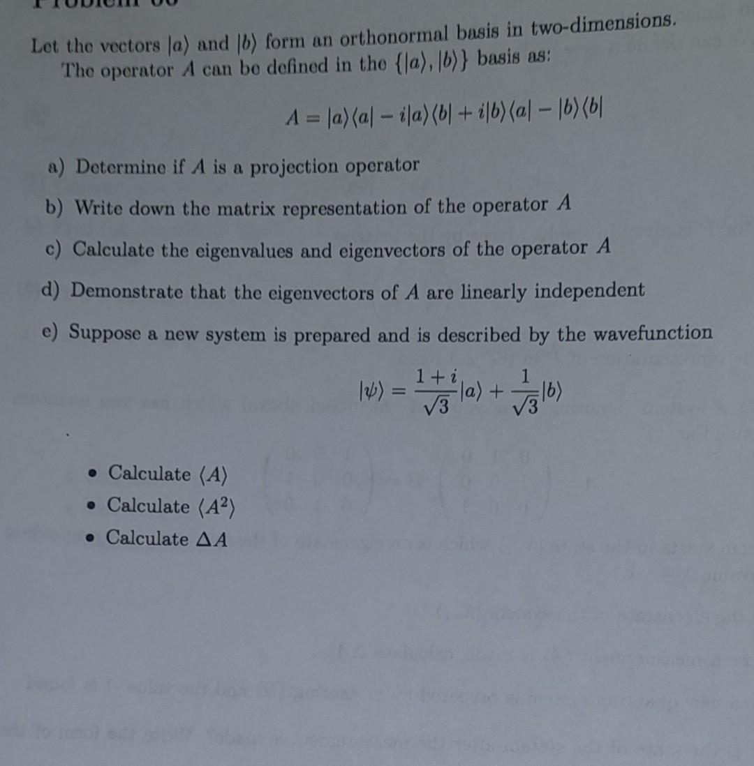 Solved Let the vectors (a) and (b) form an orthonormal basis | Chegg.com