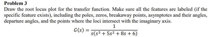 Solved Problem 3 Draw the root locus plot for the transfer | Chegg.com