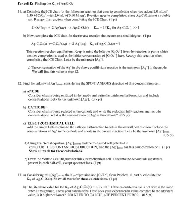 Solved 11. a) Complete the ICE chart for the following | Chegg.com