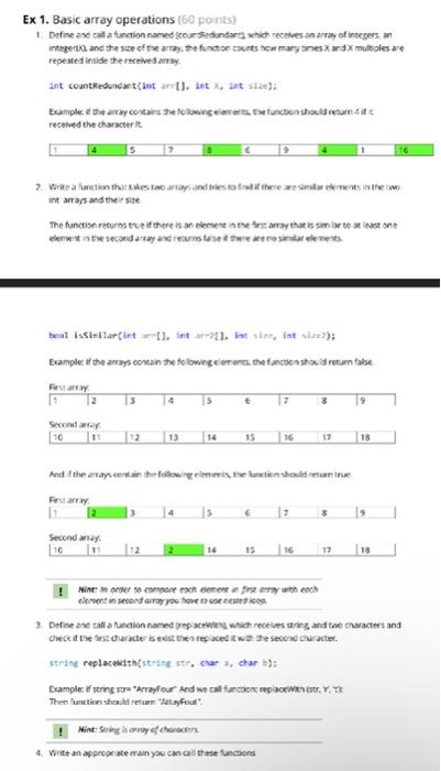 Solved Ex 1. Basic array operations (60 po nits) 1. Define | Chegg.com Solved Ex 1. Basic array operations (60 po nits) 1. Define | Chegg.com