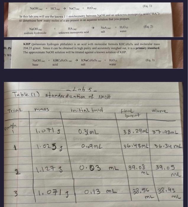 Solved In this lab you will use the known 1:1 stoichiometry | Chegg.com