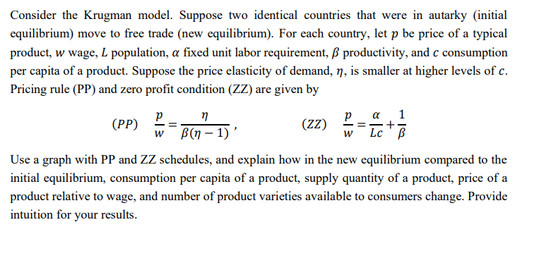 Solved Consider the Krugman model. Suppose two identical | Chegg.com