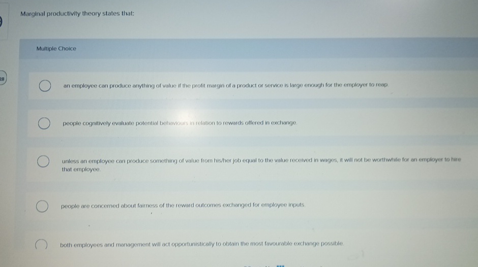 Solved Marginal productivity theory states that:Multiple | Chegg.com