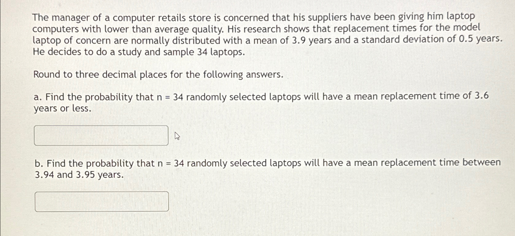 Solved The manager of a computer retails store is concerned | Chegg.com