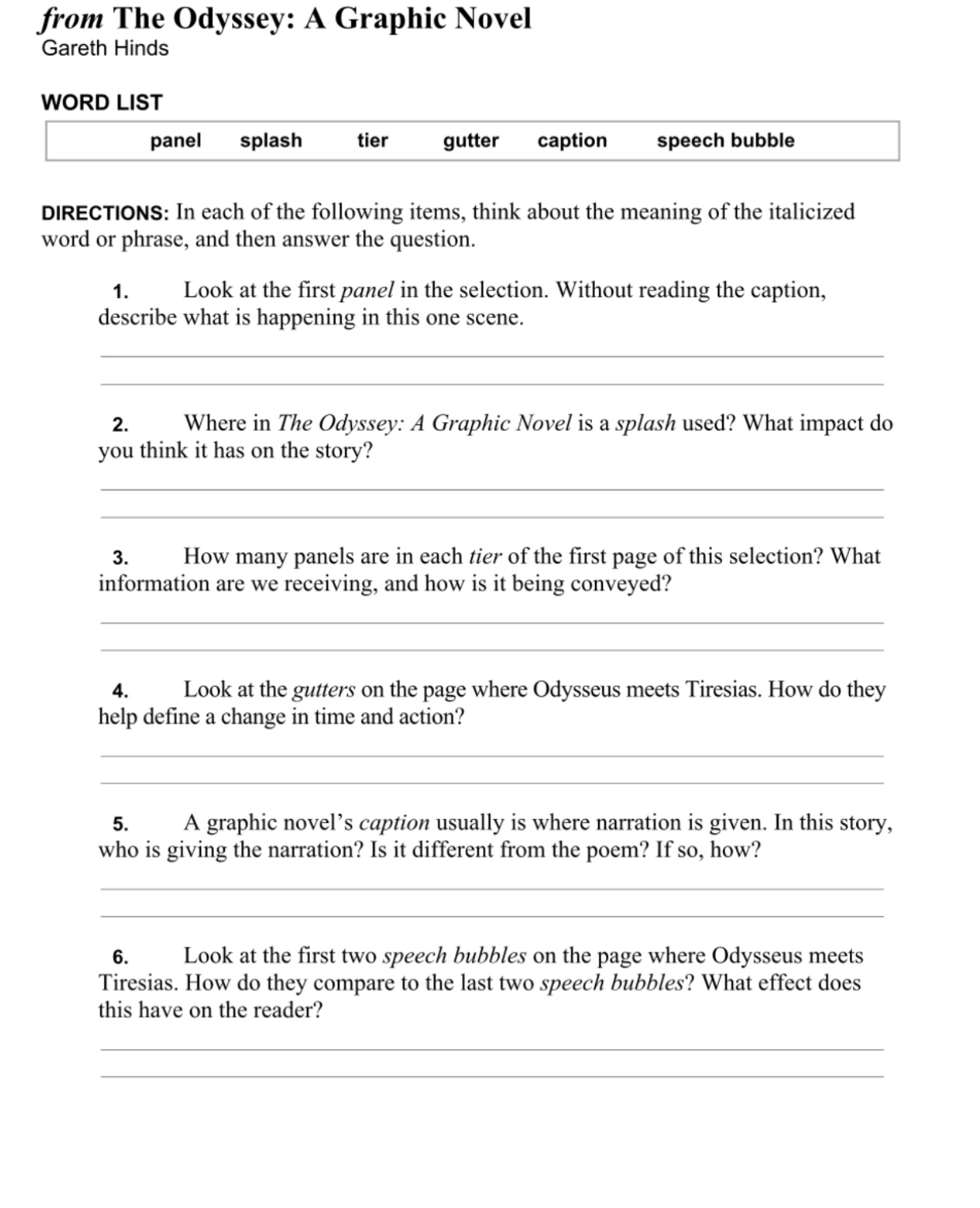 from The Odyssey: A Graphic NovelGareth HindsWORD | Chegg.com