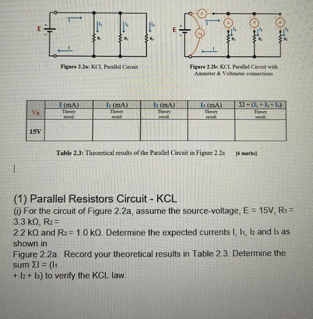 Solved بث L' E Gaun RI RE R Figure 2.2a: KCL Parallel | Chegg.com