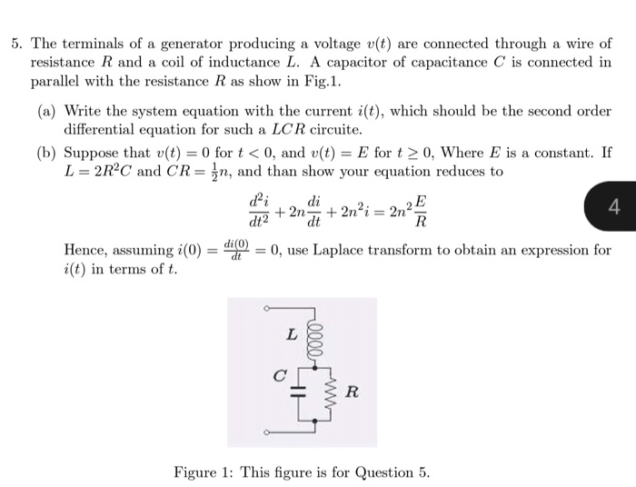 Solved 5. The terminals of a generator producing a voltage | Chegg.com