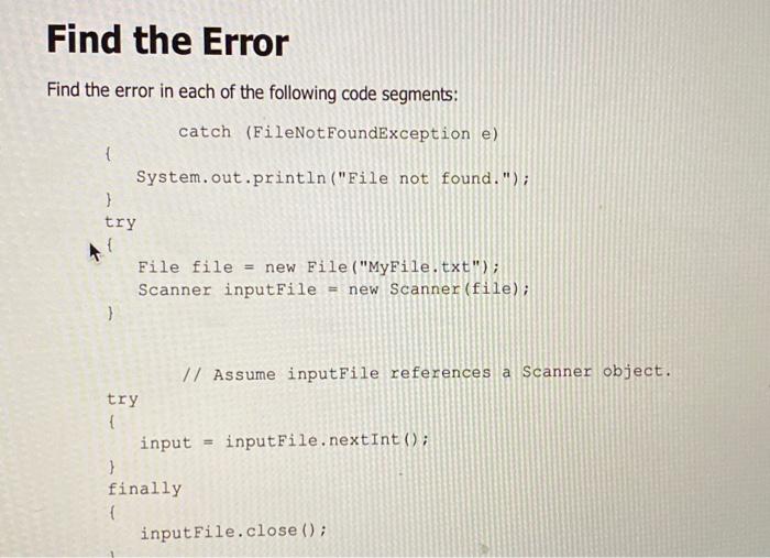 Solved Find the Error Find the error in each of the | Chegg.com