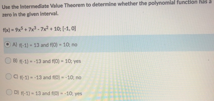 Solved Use the Intermediate Value Theorem to determine | Chegg.com