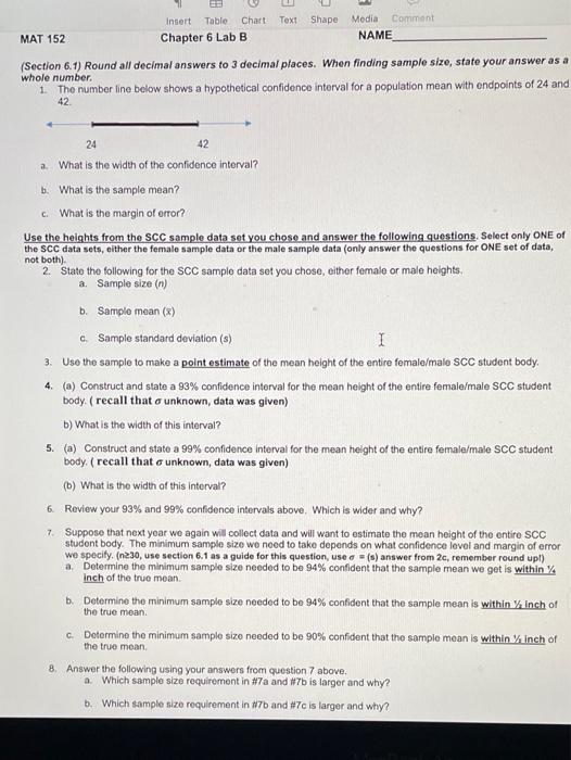Solved Insert Table Chart Text Shape Media Comment MAT 152 | Chegg.com