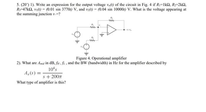 Solved 5. (20") 1). Write an expression for the output | Chegg.com