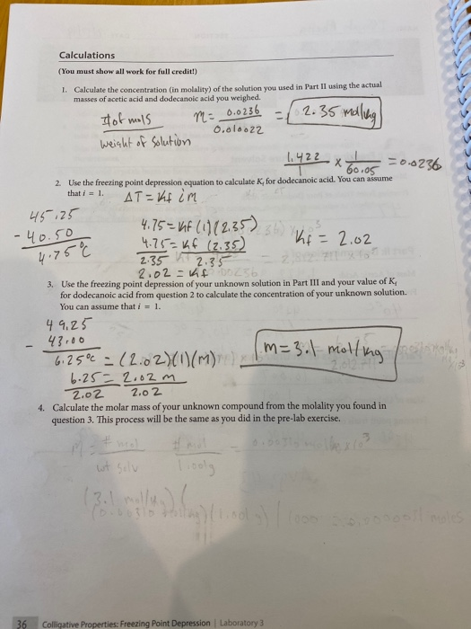 Solved LABORATORY 3 M IN Data 50°c Part 1: Freezing Point of | Chegg.com