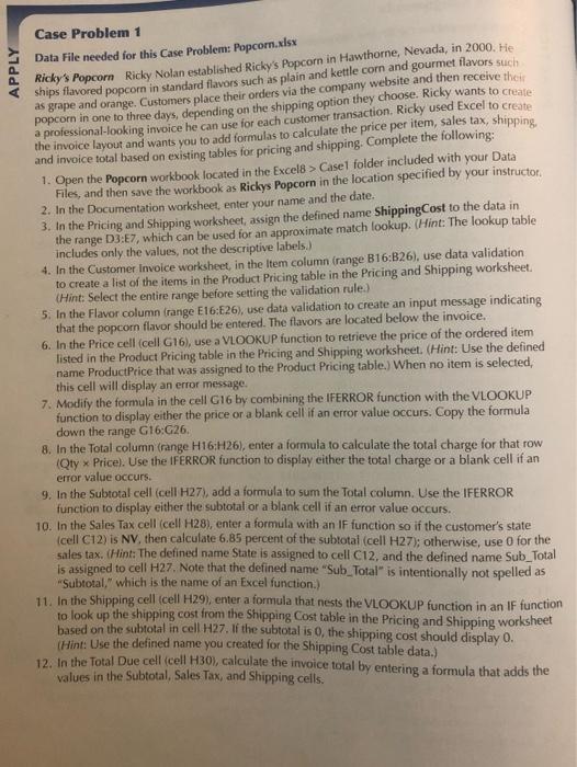 Solved APPLY Case Problem 1 Data File needed for this Case | Chegg.com