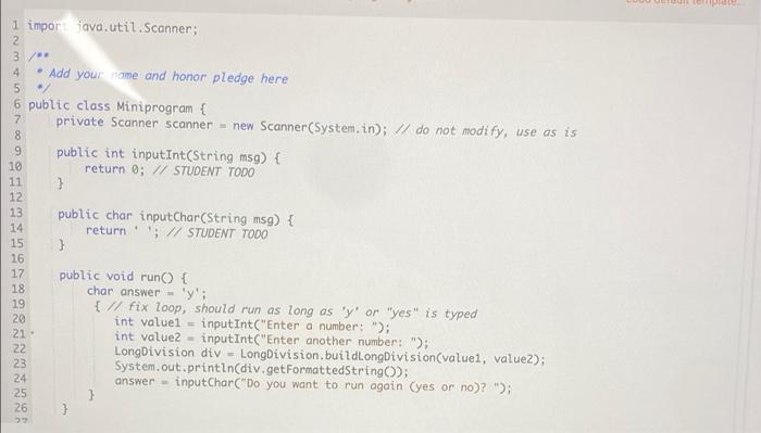Solved Task2: Finish Miniprogram You need to finish the two | Chegg.com
