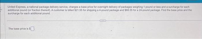Solved United Express, a national package delivery service, | Chegg.com